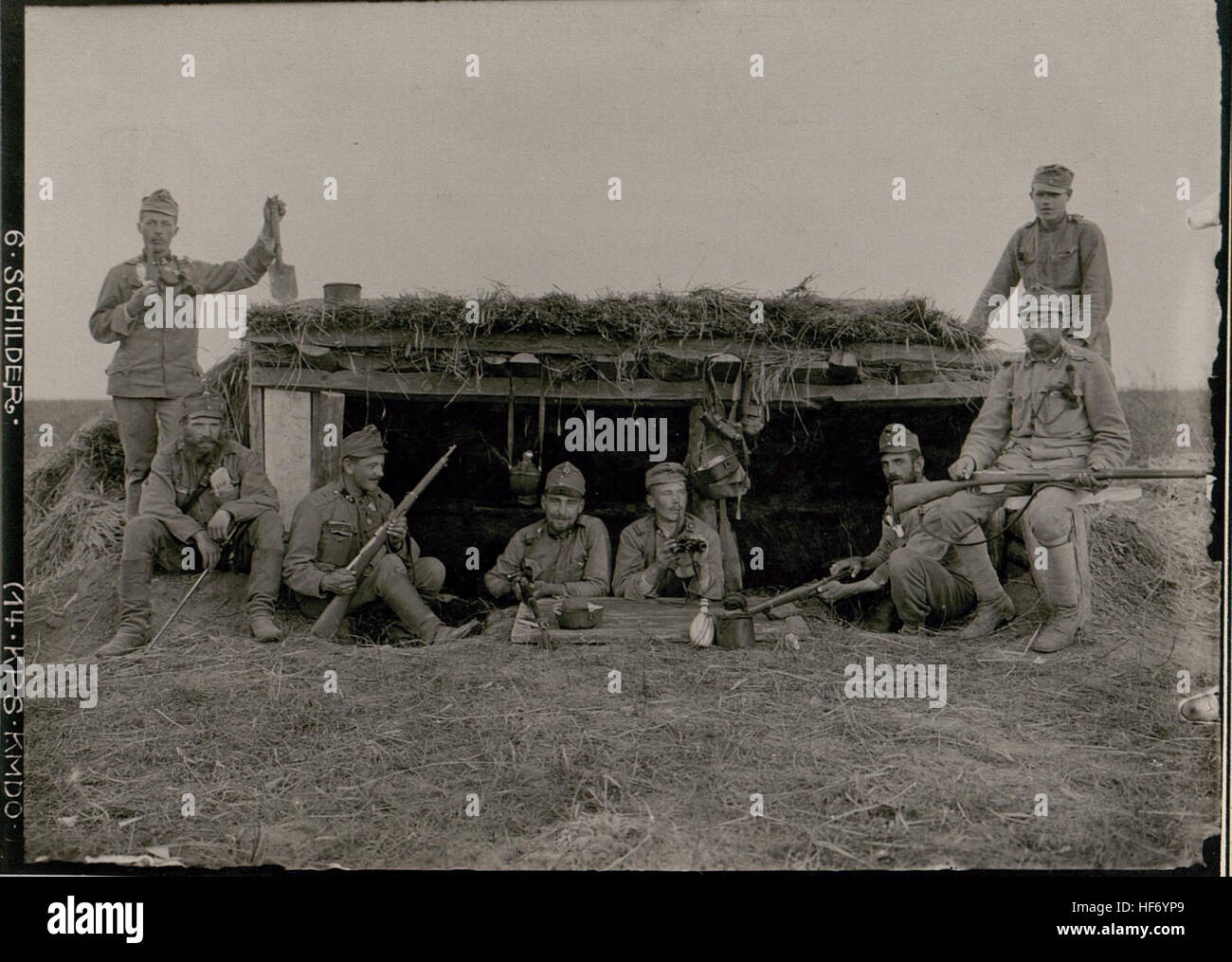 14th Infantry Regiment Headquarters behind their shrapnel-proof cover ...