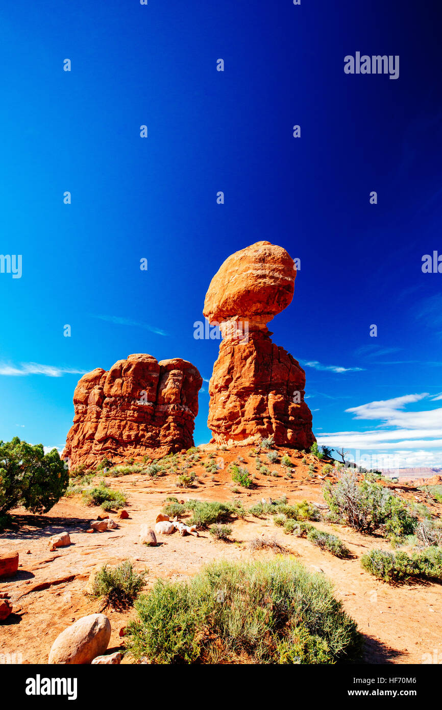 Balanced Rock - a boulder estimated at 3500 tons weight - sits perched ...