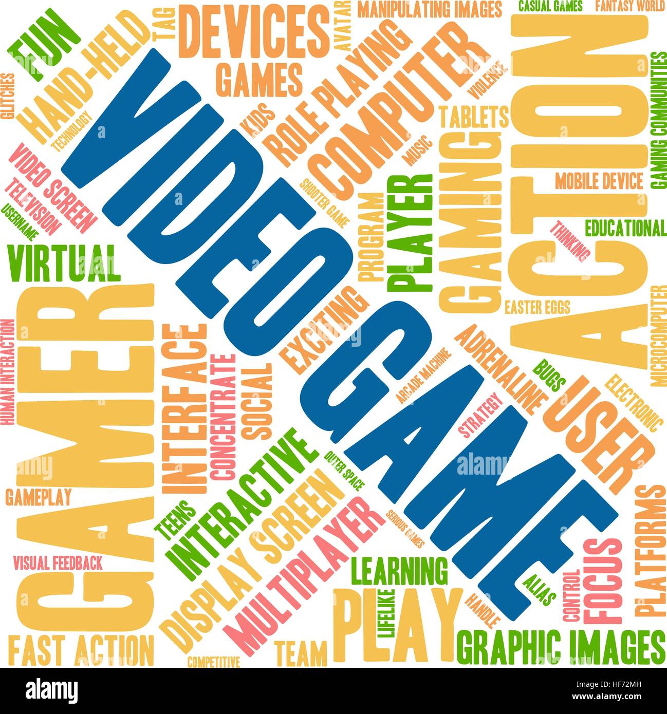 Video Game word cloud on a white background Stock Vector Image & Art ...