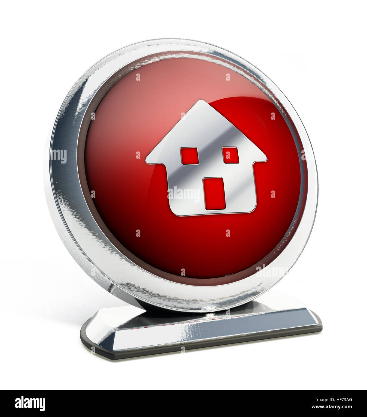 Glossy red button with house symbol. 3D illustration Stock Photo - Alamy