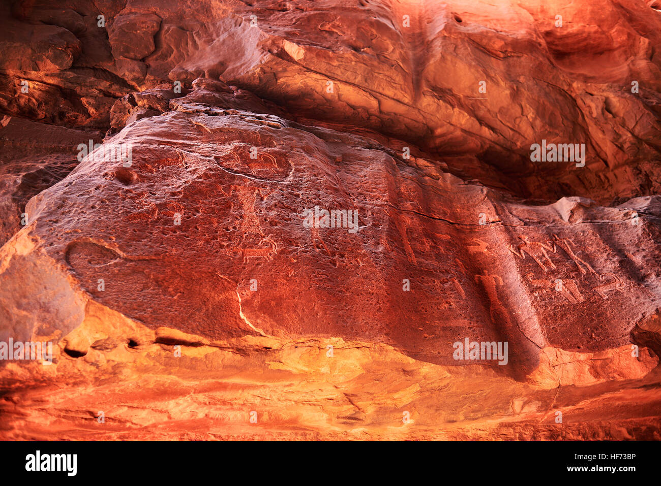 Rock Paintings, Wadi Rum, Arabian Desert, Jordan Stock Photo - Alamy