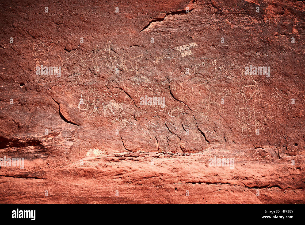 Rock Paintings, Wadi Rum, Arabian Desert, Jordan Stock Photo - Alamy