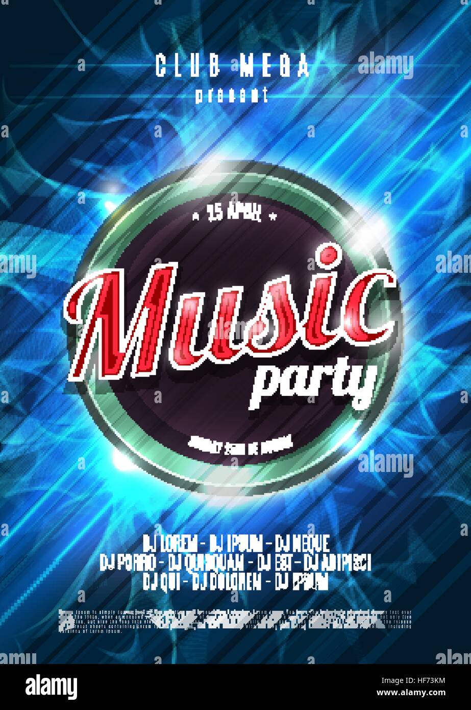 Party neon sign. Abstract background. Music party. Vector illustration ...