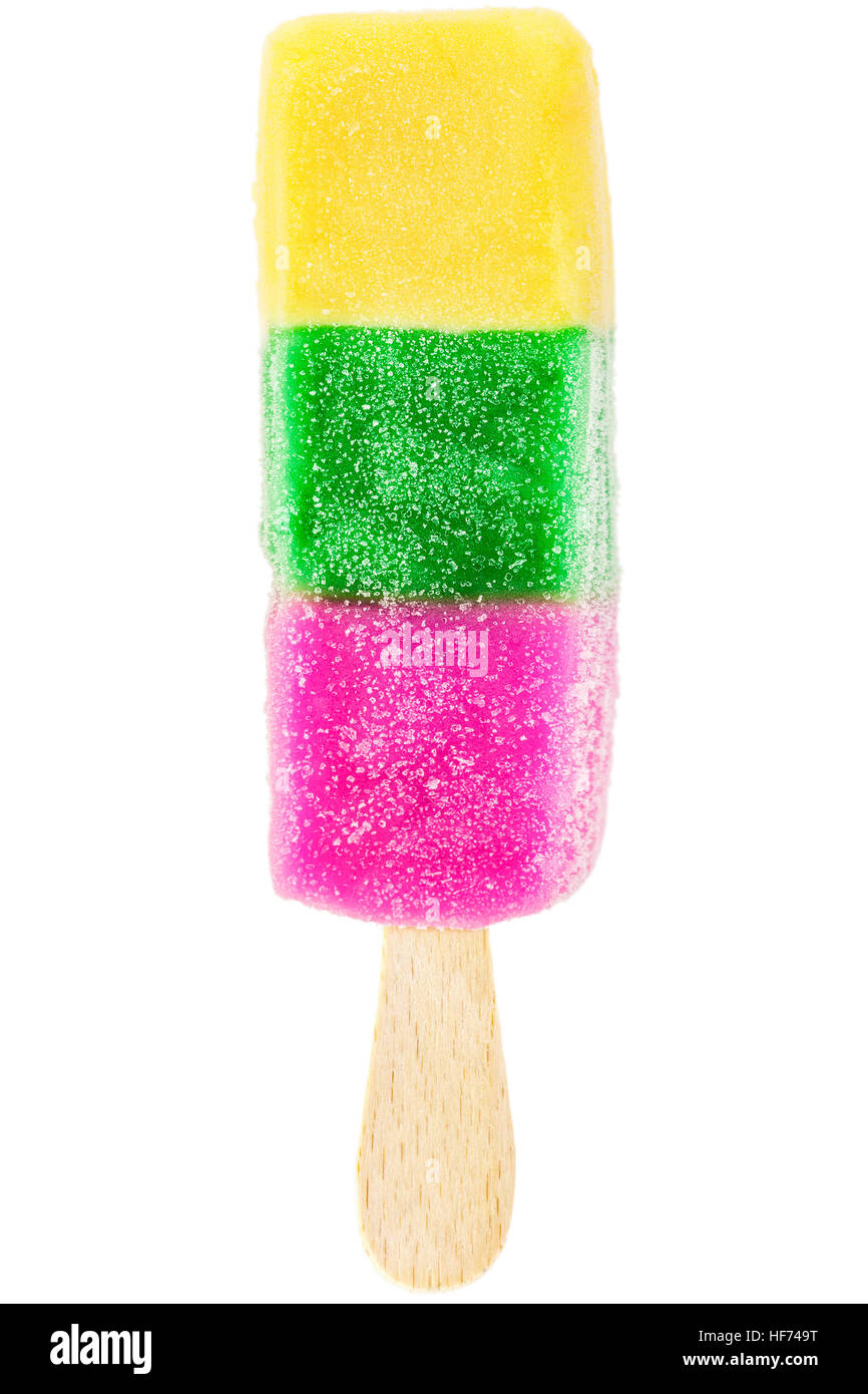 Ice cream in three colors on white background Stock Photo - Alamy