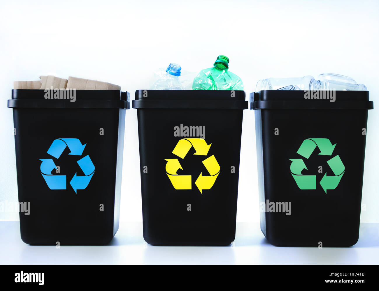 Recycling containers glass paper plastic hi-res stock photography and ...