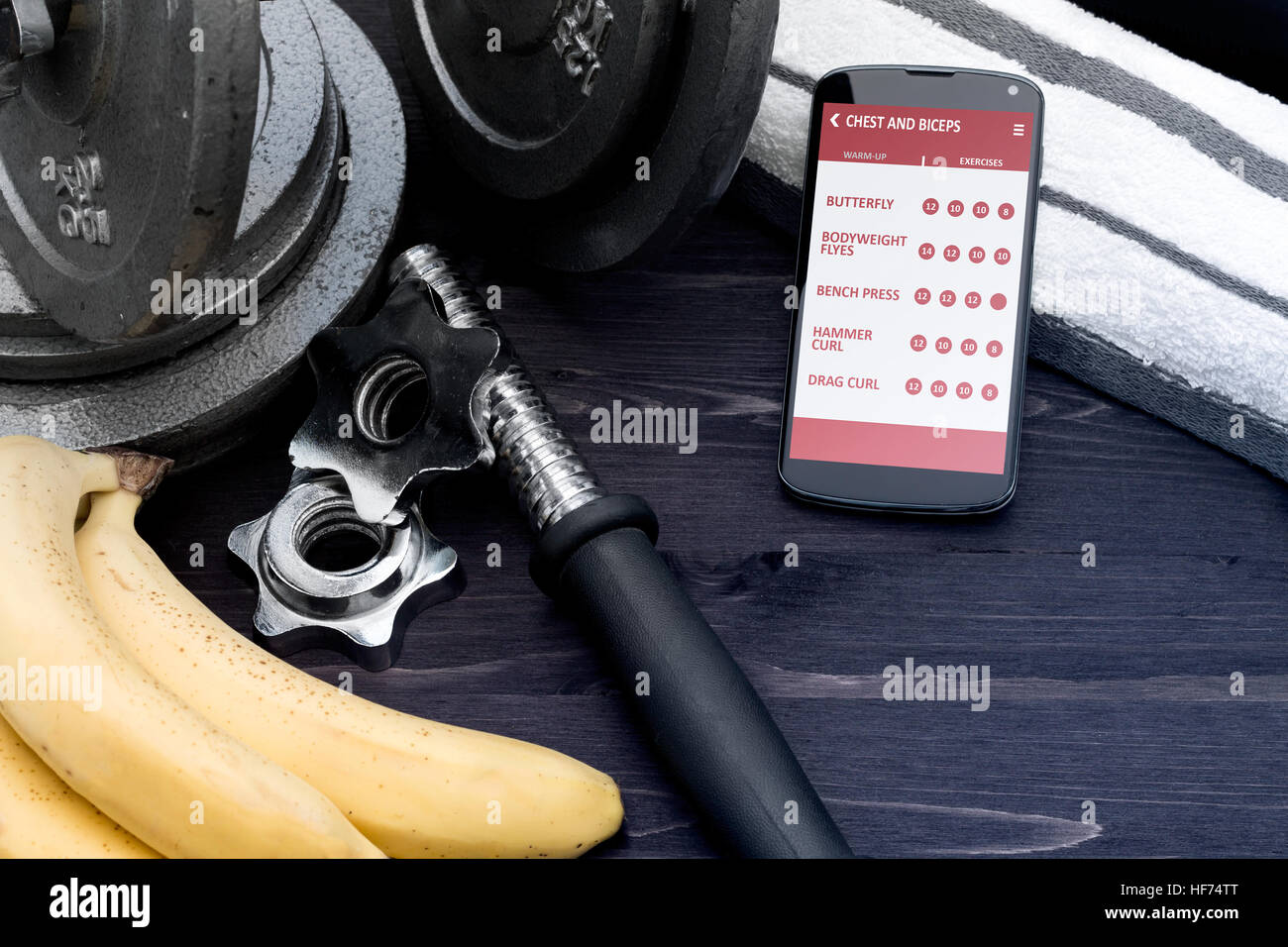 Gym assistant on smartphone. Concept of app for healthcare Stock Photo ...