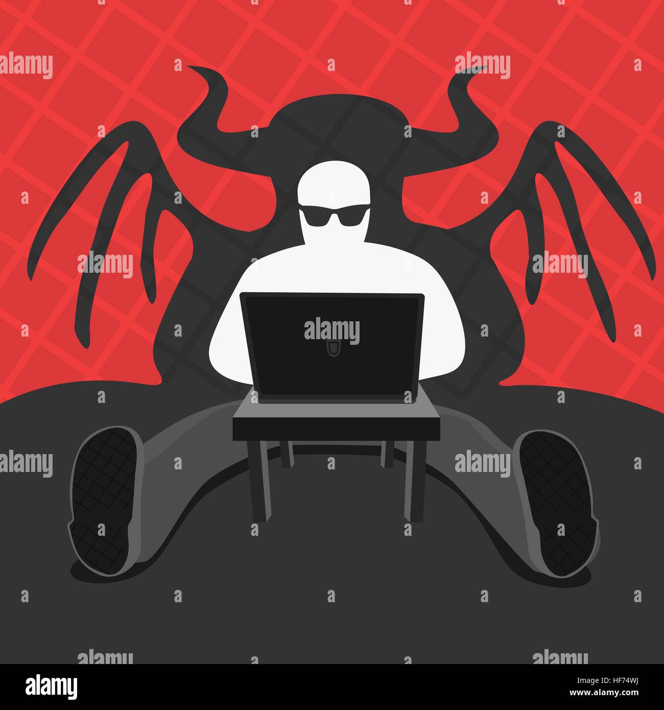 Hacker and Computer Devil Vector Illustration eps 8 file format Stock ...