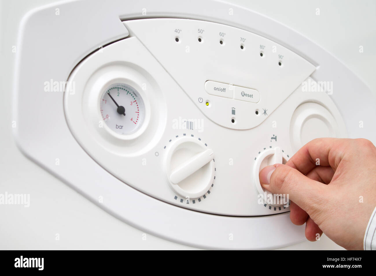 Setting water flow and temperature circulation level in gas furnace ...