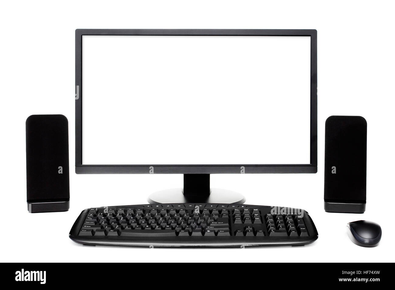 Black desktop computer set over white background Stock Photo - Alamy