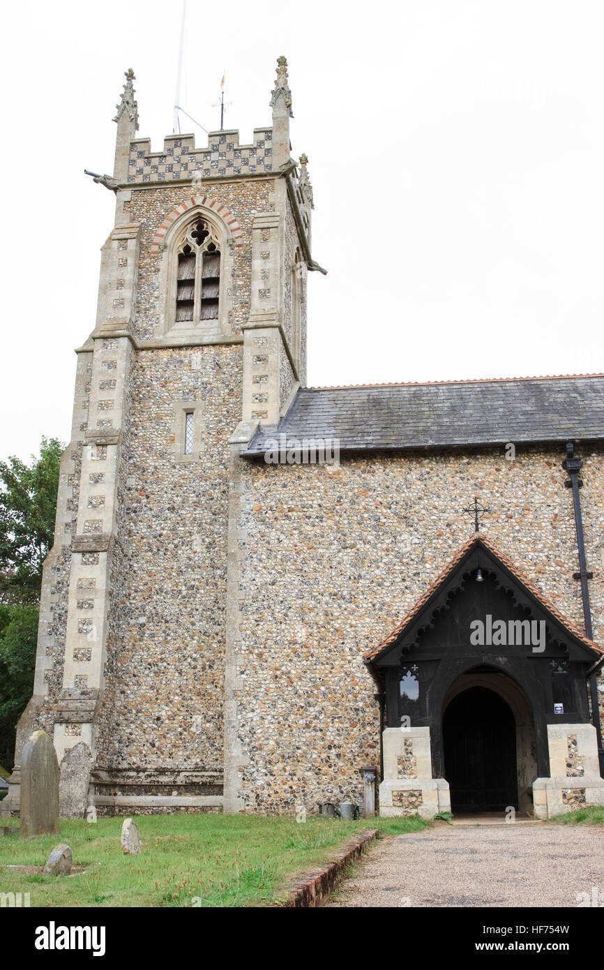 Tower of St. Mary the Virgin church in Widdington, Essex, England Stock ...
