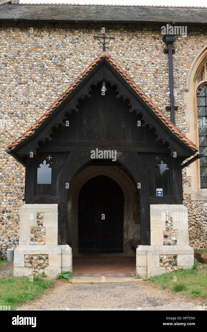 Porch/entrance to St. Mary the Virgin church in Widdington, Essex ...