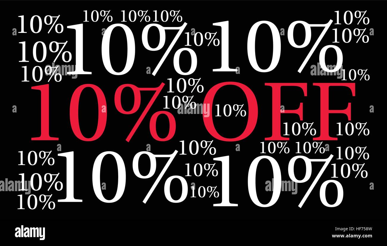 Ten Percent Off on a black background Stock Vector Image & Art - Alamy