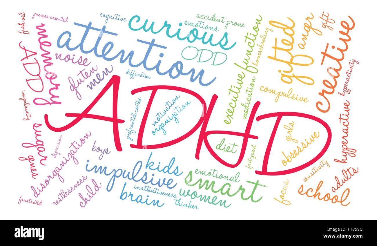 ADHD multicolored word cloud Stock Vector Image & Art - Alamy