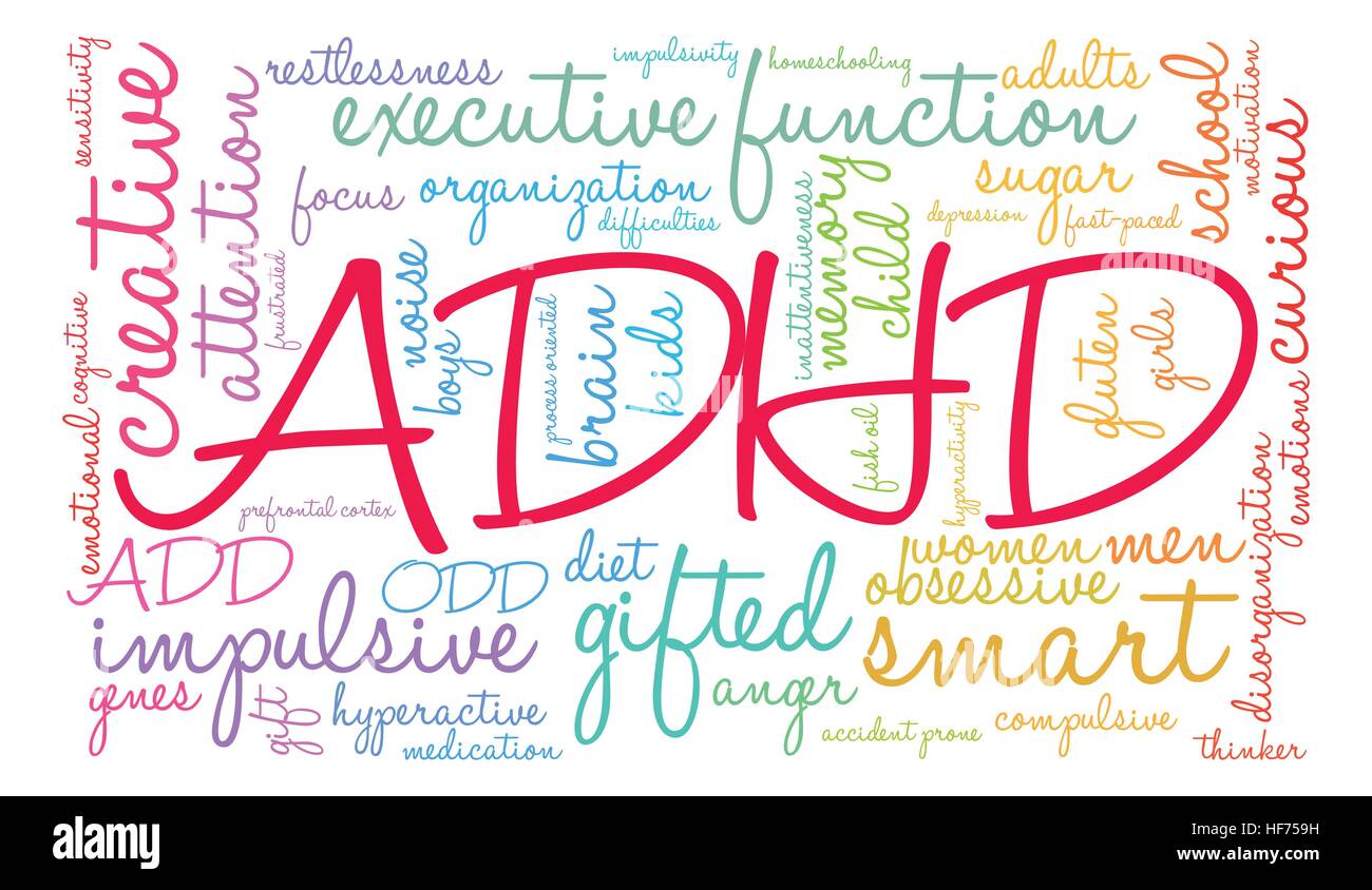ADHD multicolored word cloud Stock Vector Image & Art - Alamy