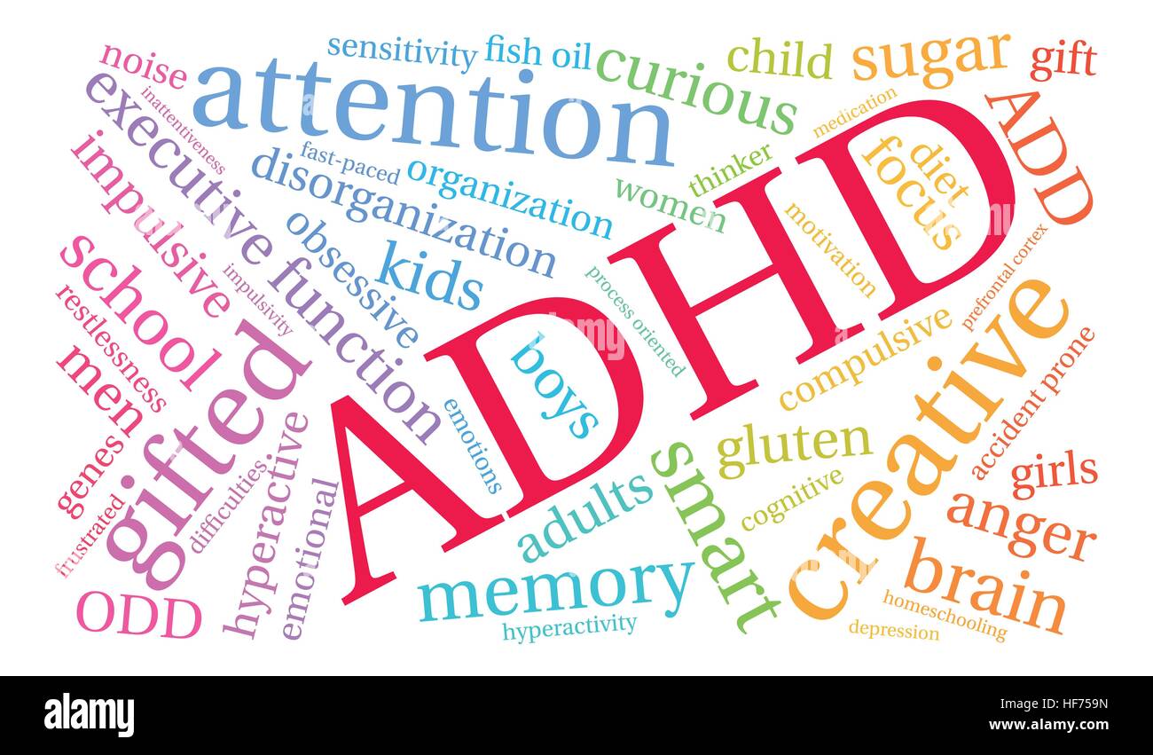 ADHD multicolored word cloud Stock Vector Image & Art - Alamy