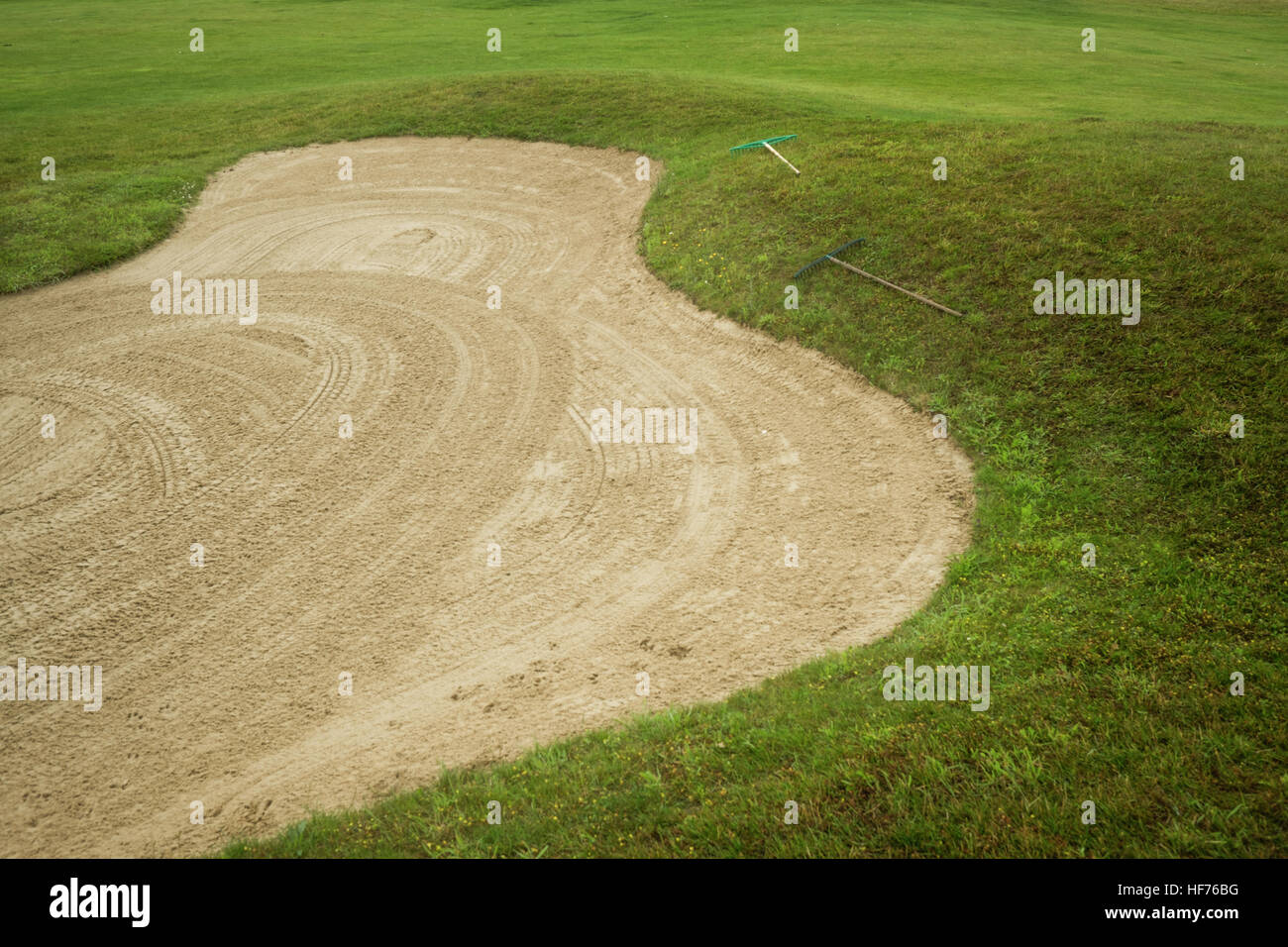 Sand Trap At Golf Course Stock Photo - Alamy