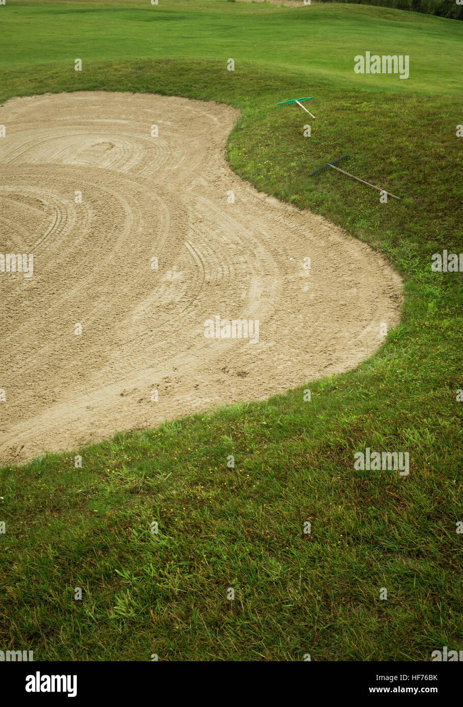 Sand Trap At Golf Course Stock Photo - Alamy