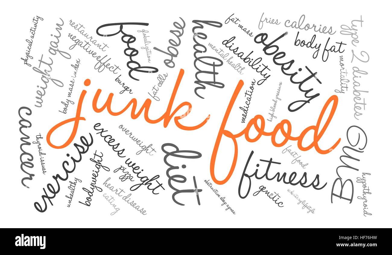 Junk Food word cloud on a white background Stock Vector Image & Art - Alamy