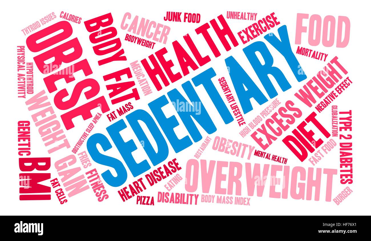 Sedentary word cloud on a white background Stock Vector Image & Art - Alamy
