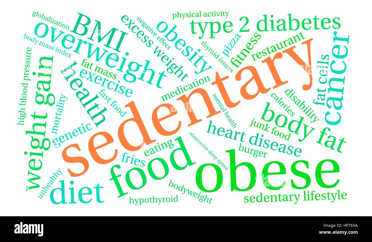 Sedentary word cloud on a white background Stock Vector Image & Art - Alamy