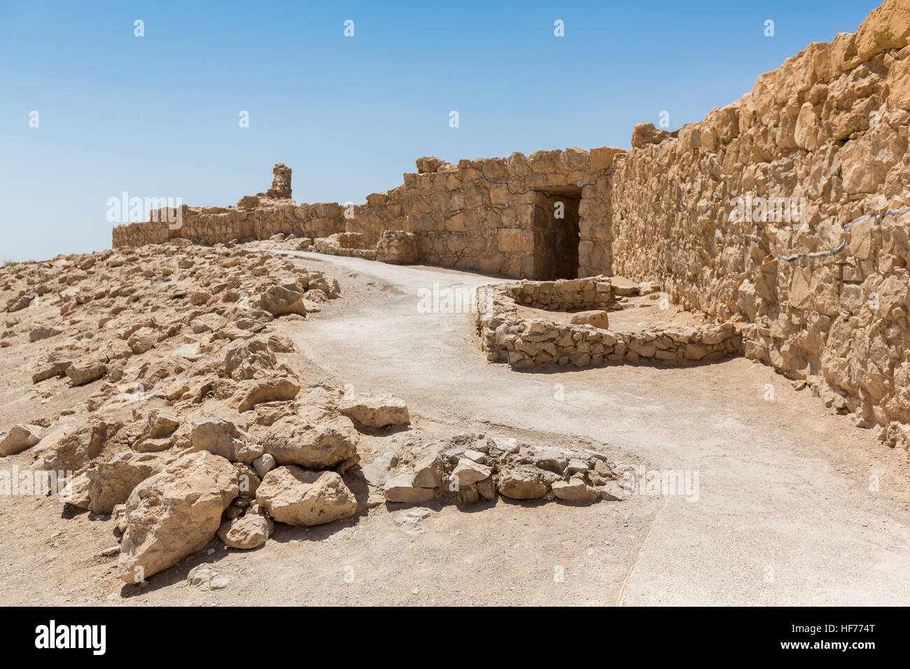 Ruins of ancient architecture in Masada National Park in Israel, a ...
