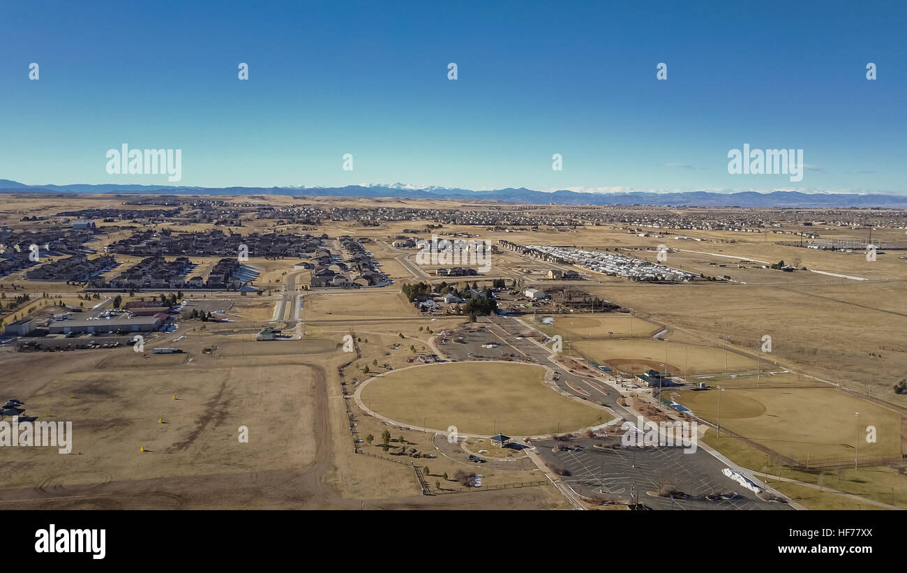 Aerial view of typical suburbia in Western Ubited States in the Winter ...