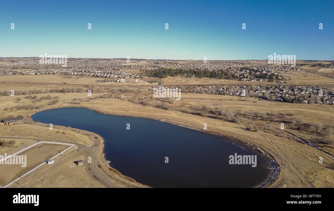 Aerial view of typical suburbia in Western Ubited States in the Winter ...