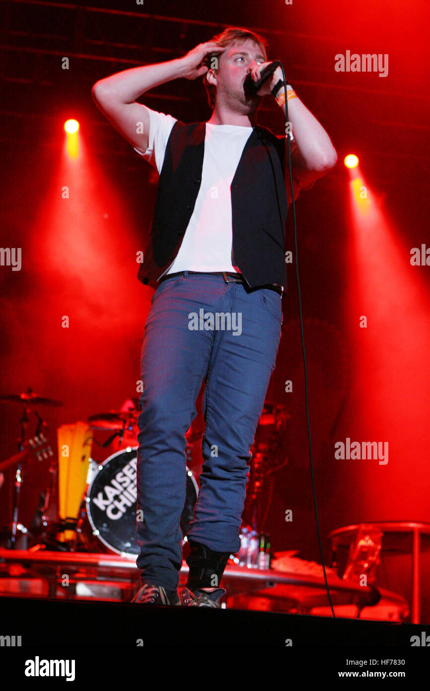 KRAKOW, POLAND - AUGUST 22, 2008: Coke Live Festival, o/p Kaiser Chiefs ...