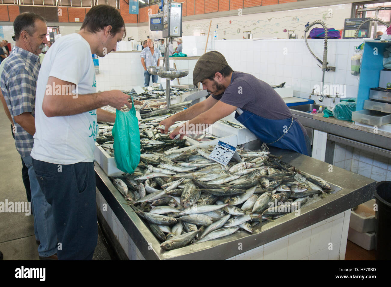 the fish Market in the Market Hall the Old Town of Olhao at the east ...
