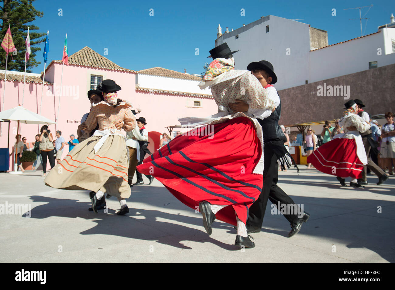 traditional portugese Dance at the Saturday Market in the town of Loule ...