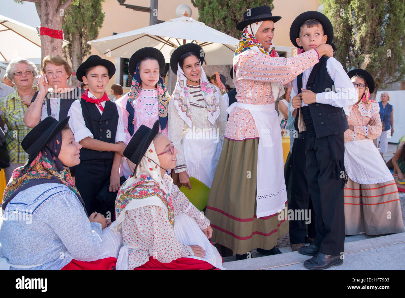 traditional potugese Dance at the Saturday Market in the town of Loule ...