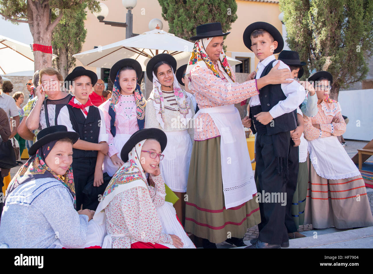 traditional potugese Dance at the Saturday Market in the town of Loule ...