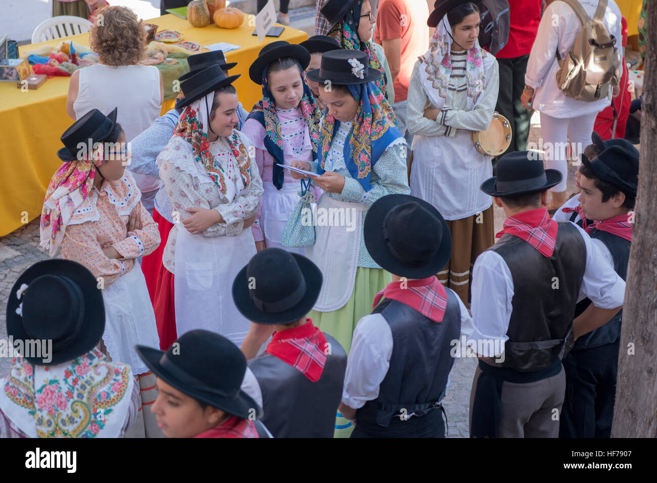 traditional potugese Dance at the Saturday Market in the town of Loule ...