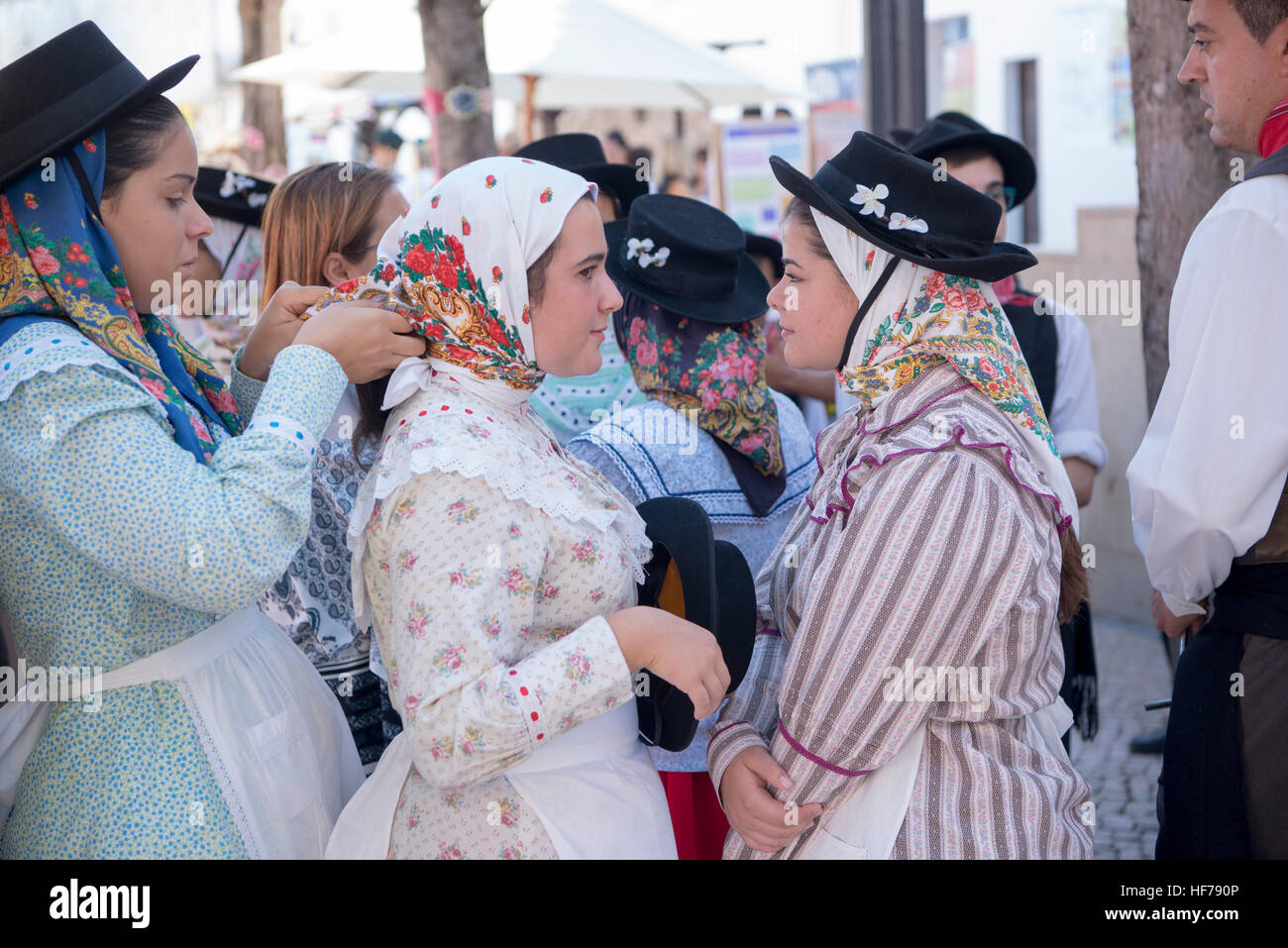 traditional potugese Dance at the Saturday Market in the town of Loule ...