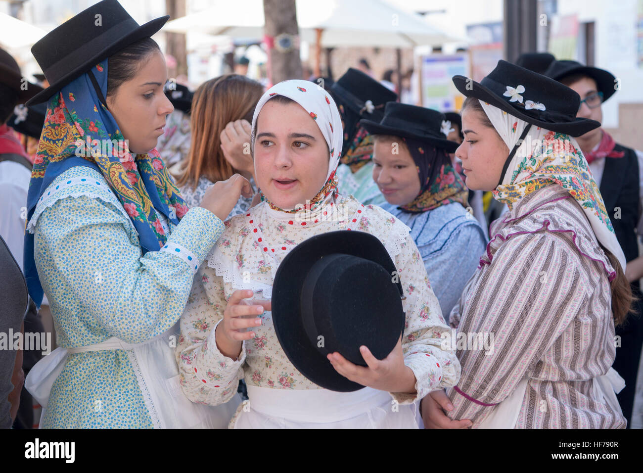 traditional potugese Dance at the Saturday Market in the town of Loule ...