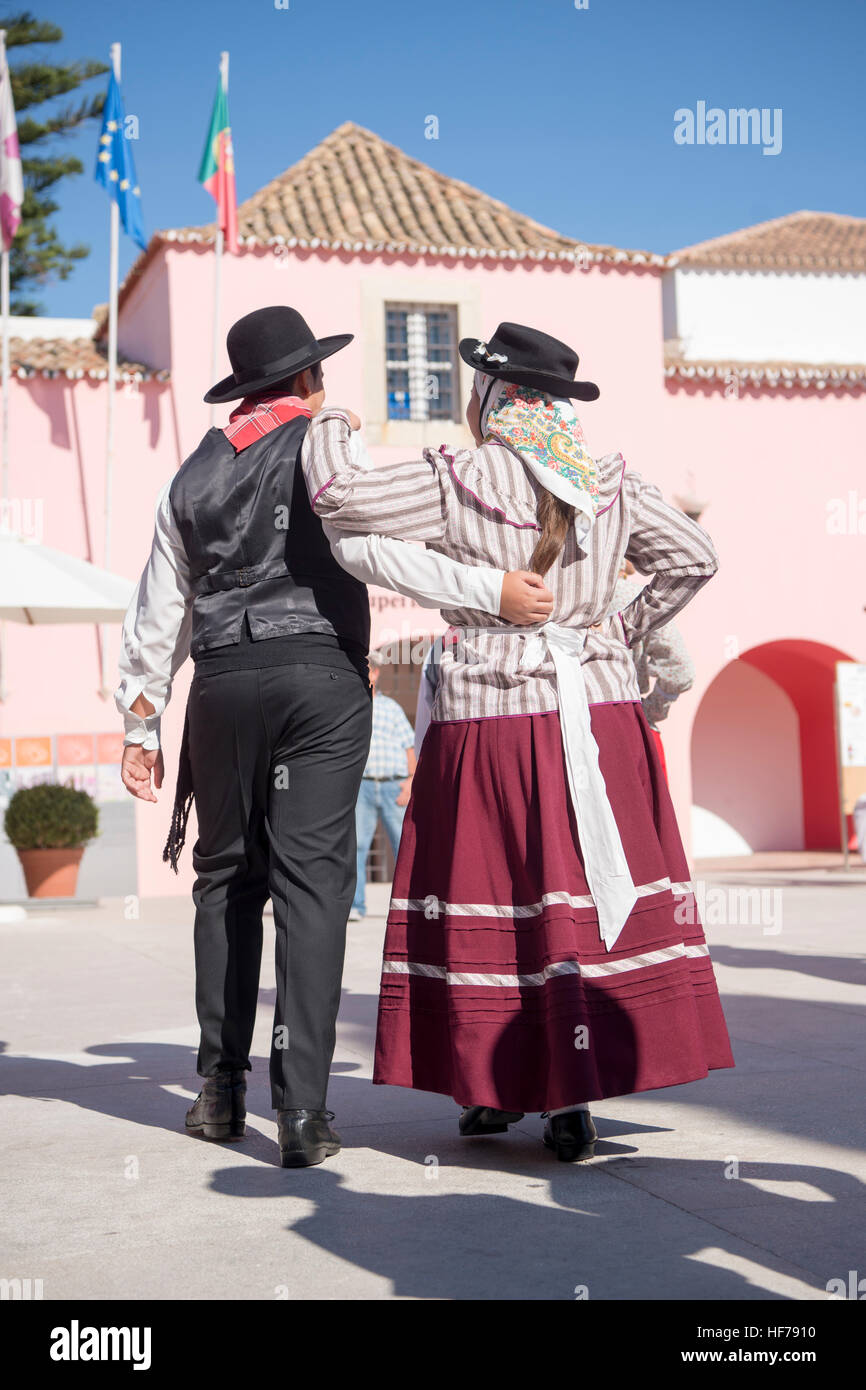 traditional potugese Dance at the Saturday Market in the town of Loule ...