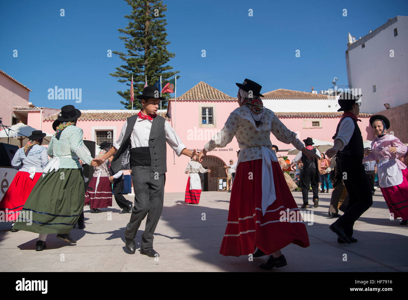 traditional potugese Dance at the Saturday Market in the town of Loule ...