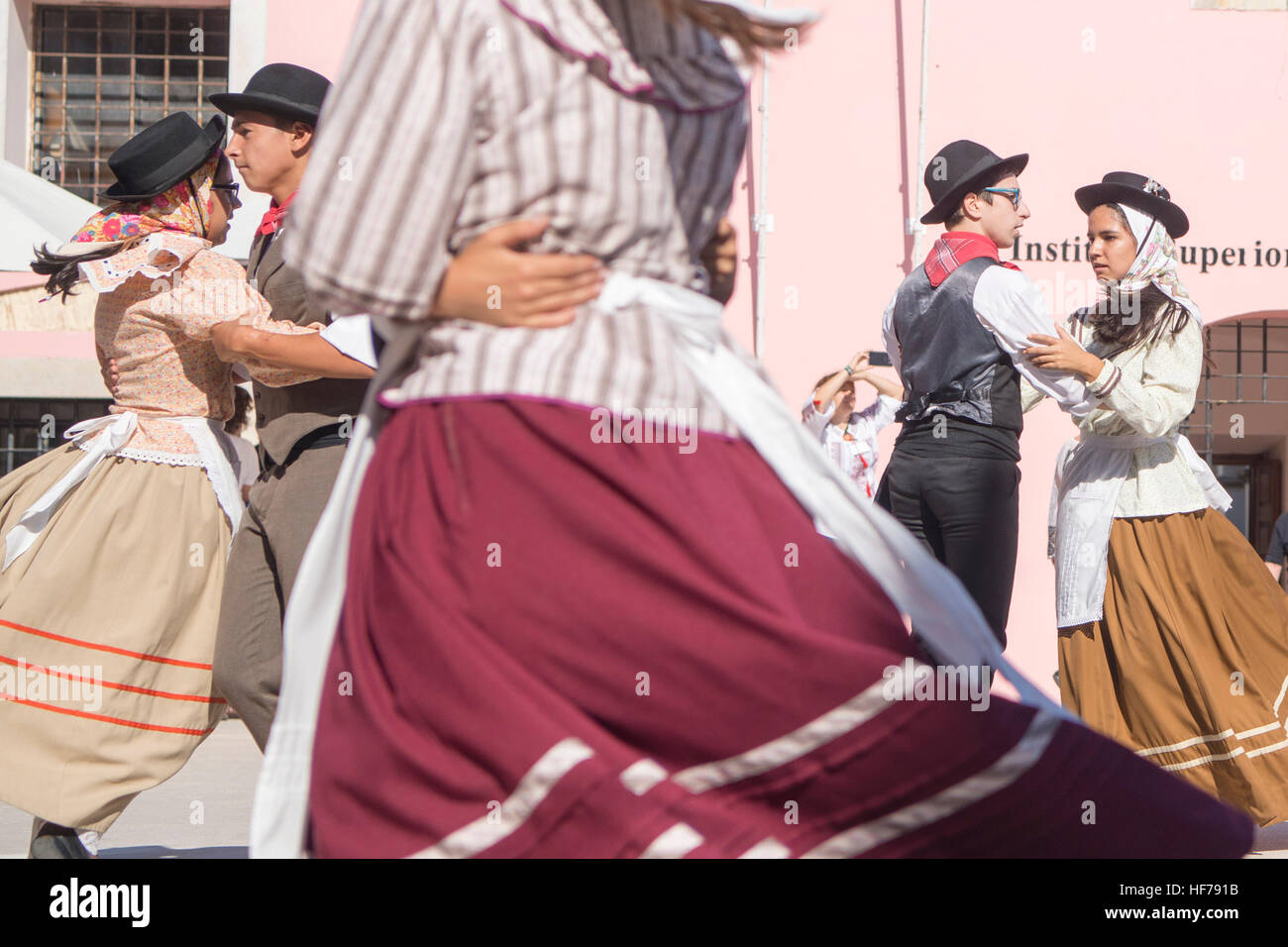 traditional potugese Dance at the Saturday Market in the town of Loule ...
