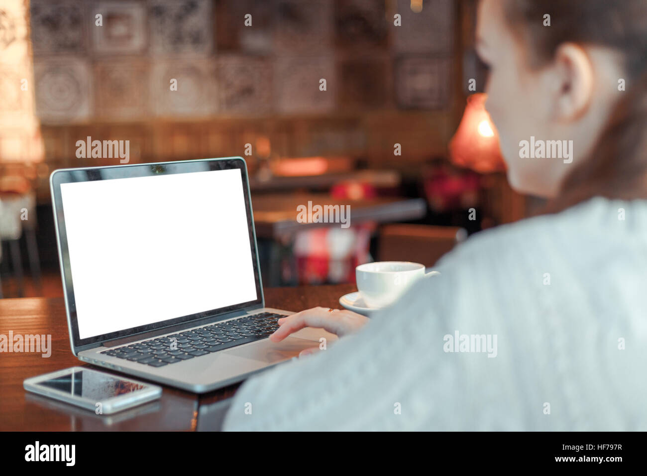 Woman working on laptop Stock Photo - Alamy
