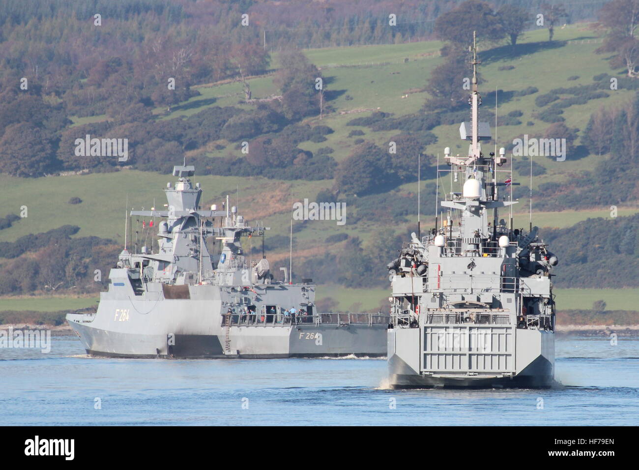 FGS Ludwigshafen am Rhein (F264), leads FNS Uusimaa (05), as they pass ...