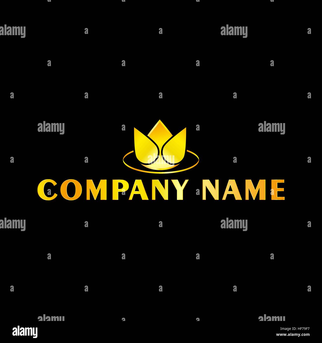 Simple golden floral logo hi-res stock photography and images - Alamy