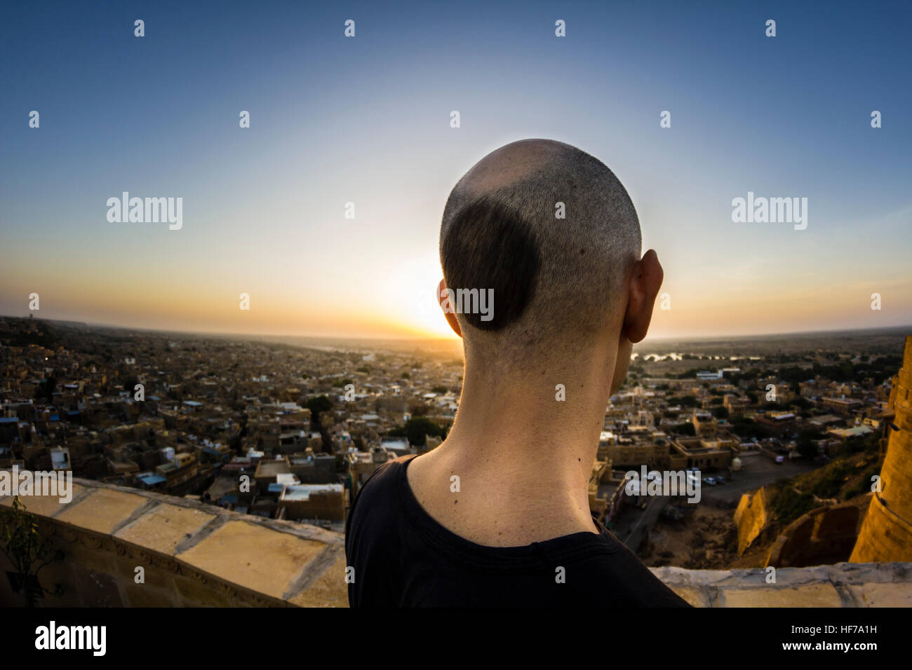A panoramic view from the fort with the rising sun and original haircut ...