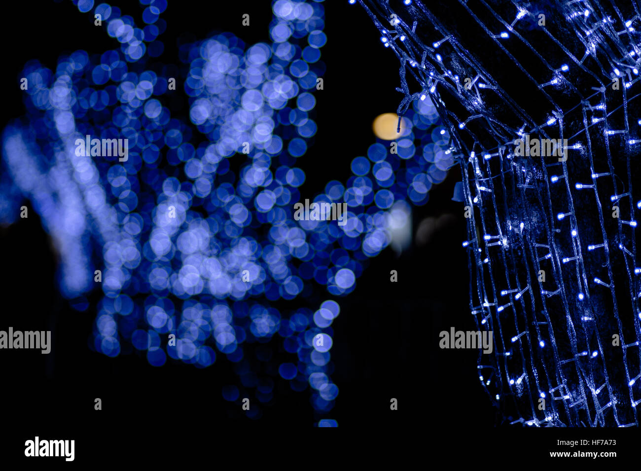 Abstract blurred bokeh background. Defocused blue lights Stock Photo ...