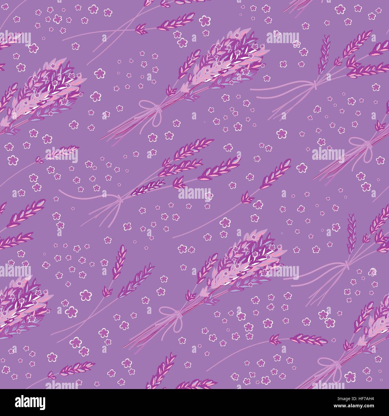 Vector seamless pattern with hand drawn lavender illustration. Vintage ...