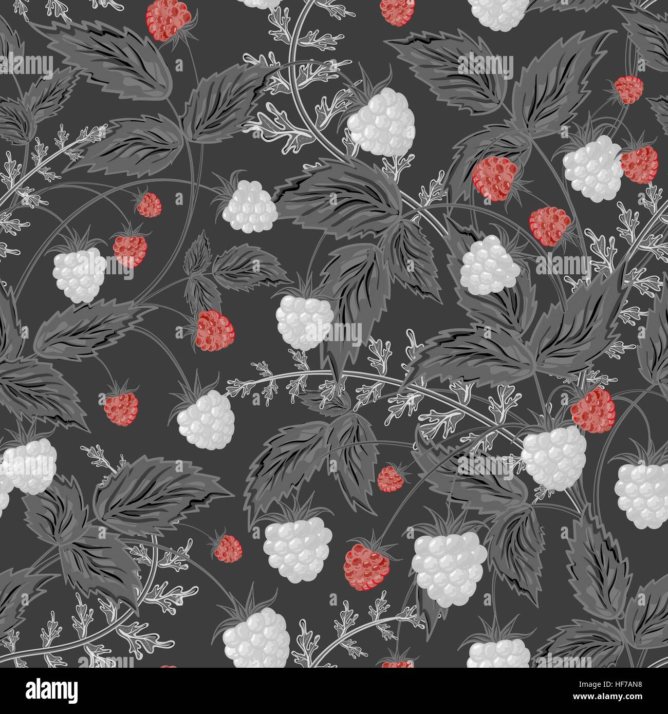 Seamless raspberry pattern. Cute hand drawing raspberry background in ...