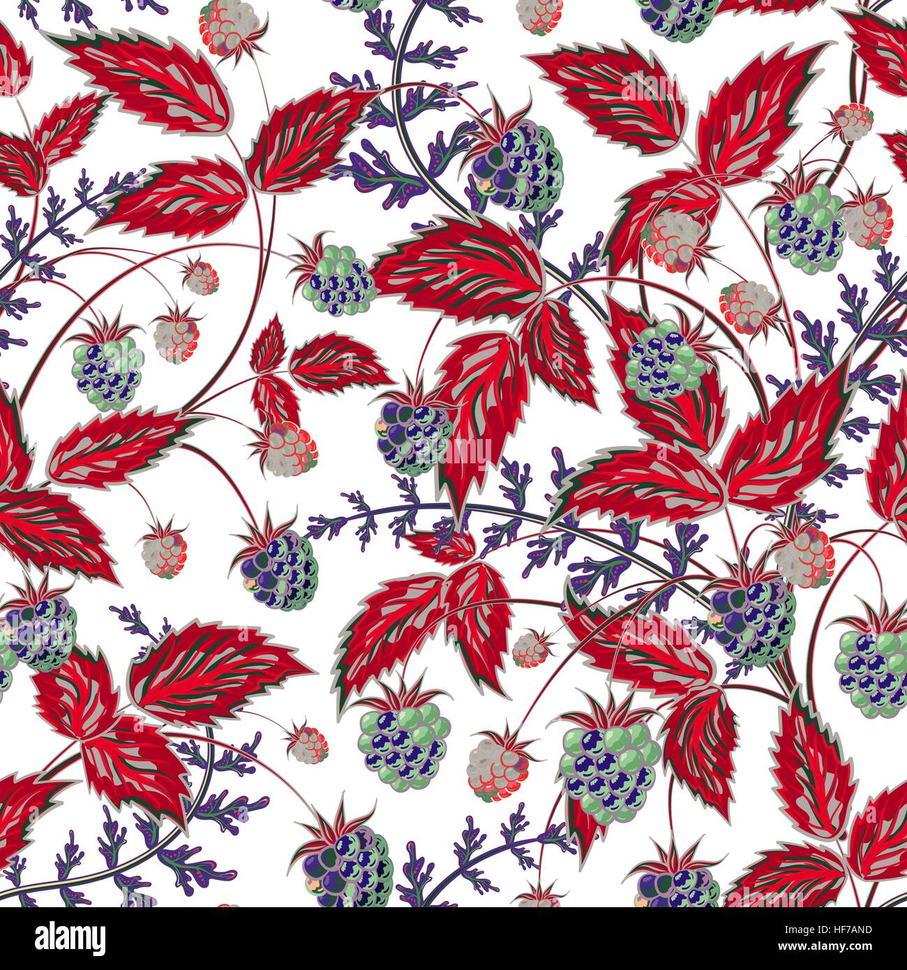 Colored raspberries seamless pattern. Seamless pattern with colored ...