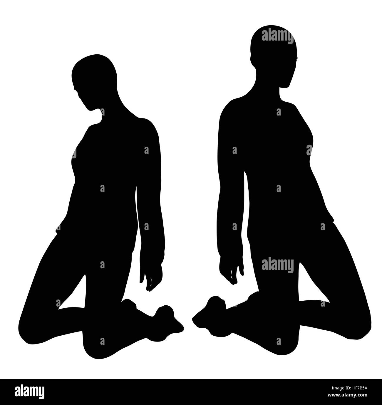 EPS 10 vector illustration of woman in sorrowful pose on white ...