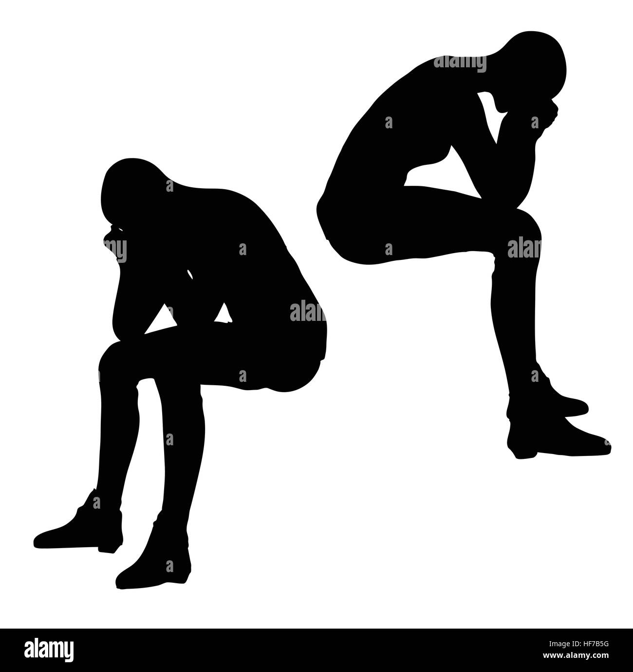 EPS 10 vector illustration of woman in sorrowful pose on white ...
