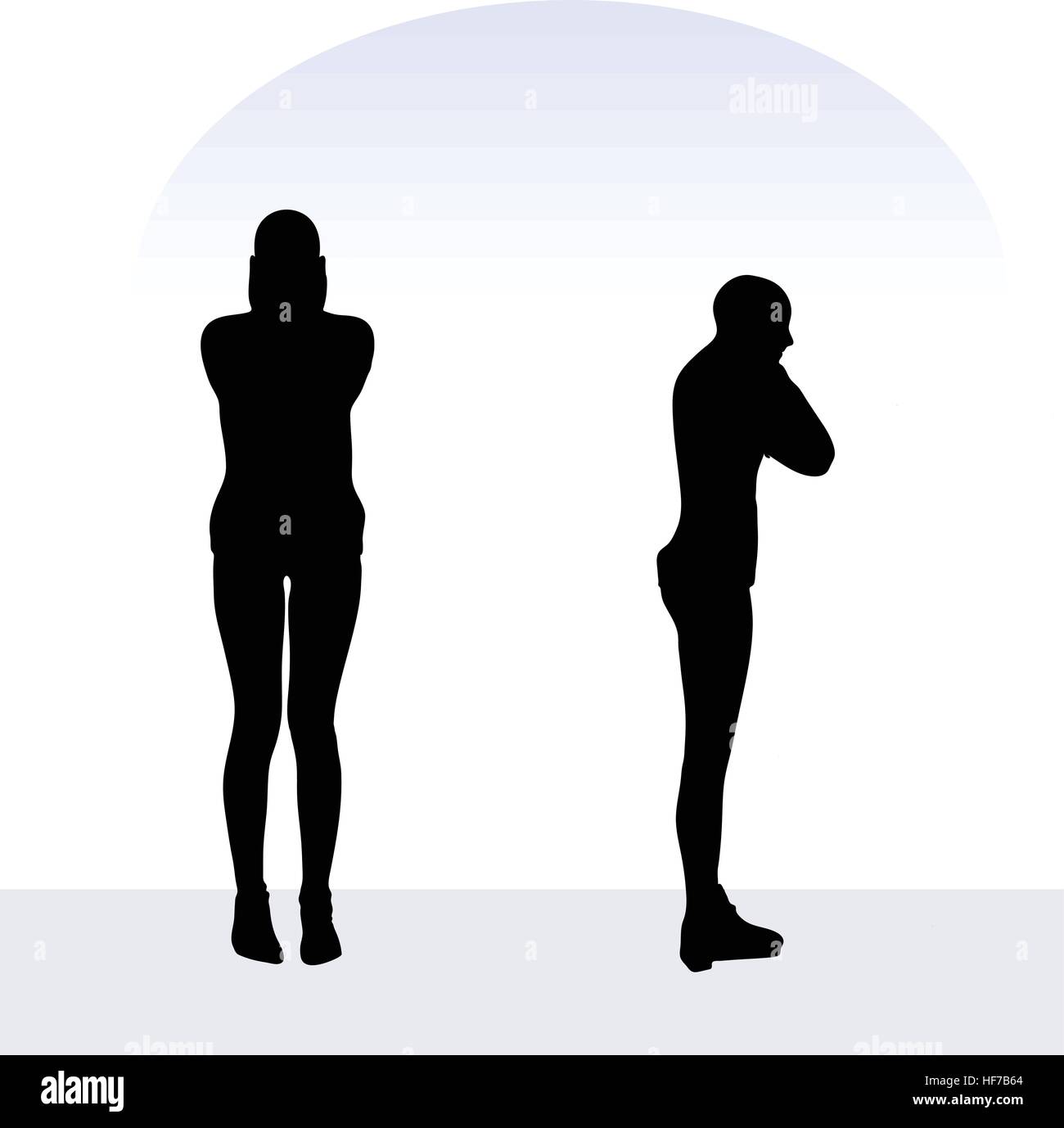 EPS 10 vector illustration of woman in anxious pose on white background ...