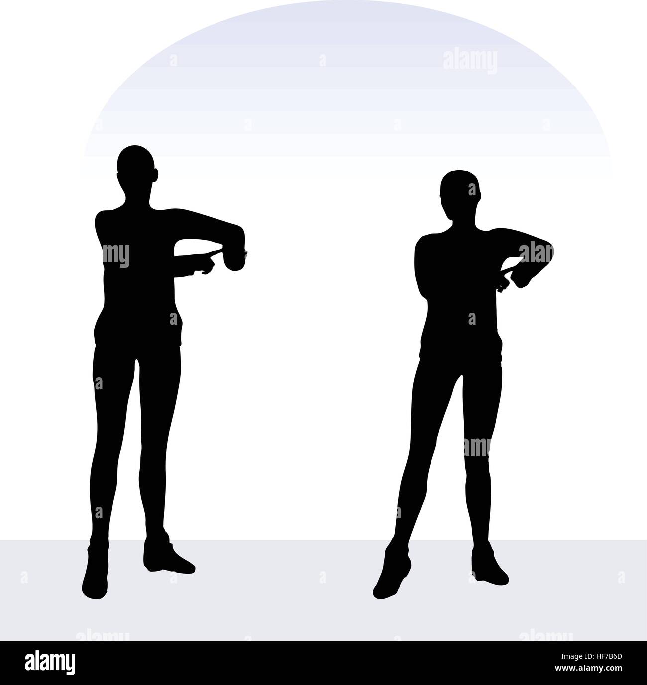 EPS 10 vector illustration of woman in blaming pose on white background ...
